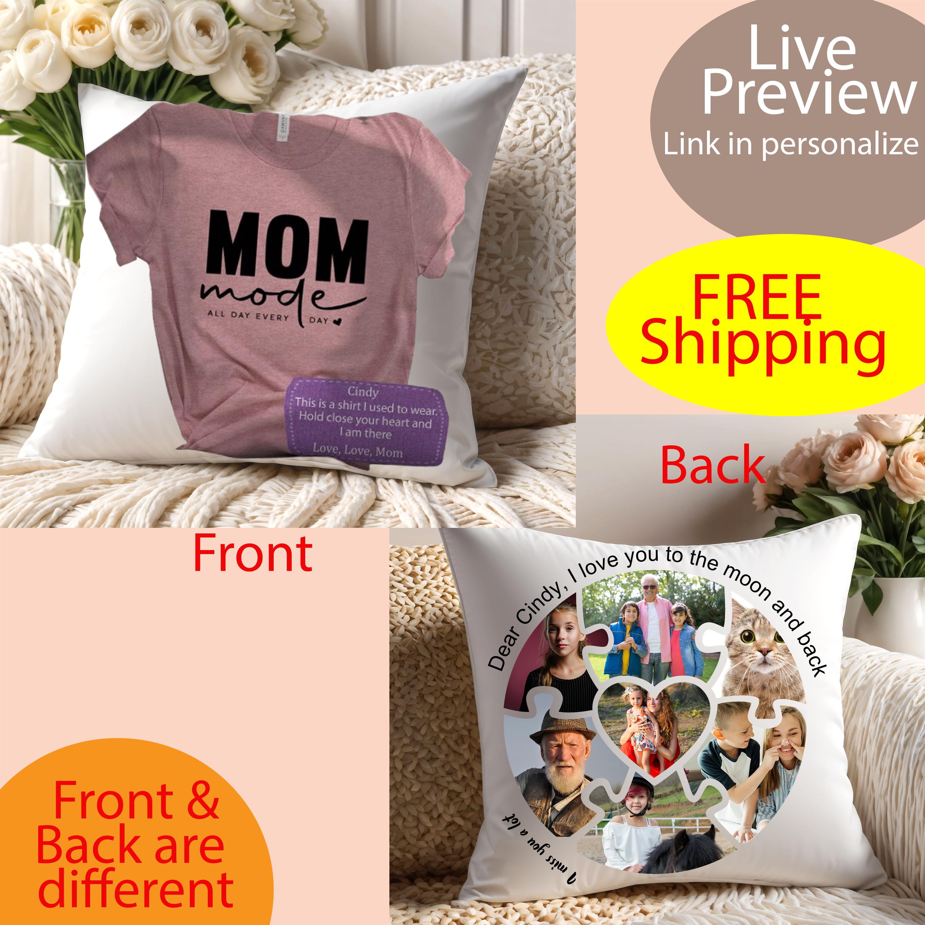 Custom Memory Pillow Personalized Memorial Gift Shirt Keepsake Photo ...