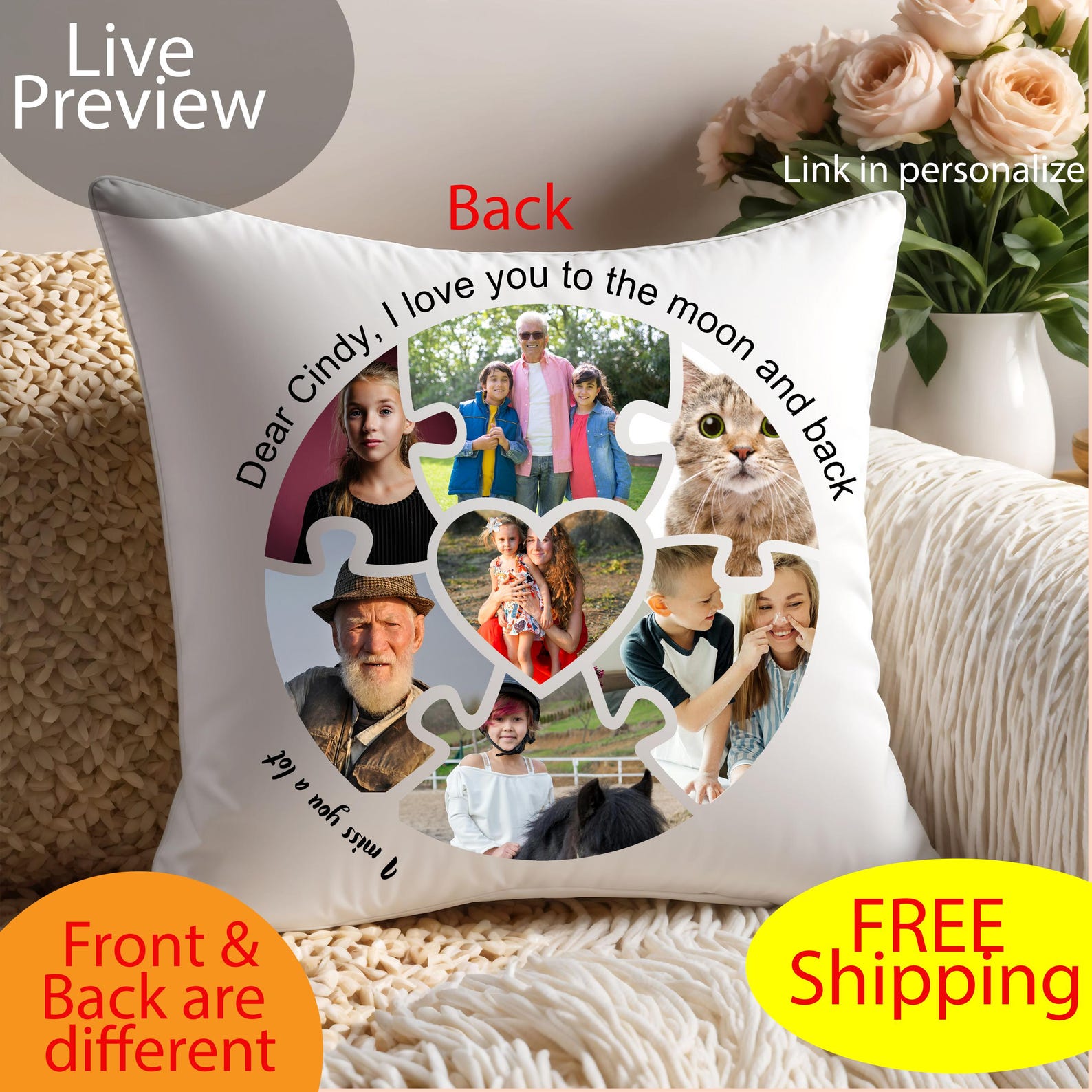 Custom Memory Pillow Personalized Memorial Gift Shirt Keepsake Photo ...