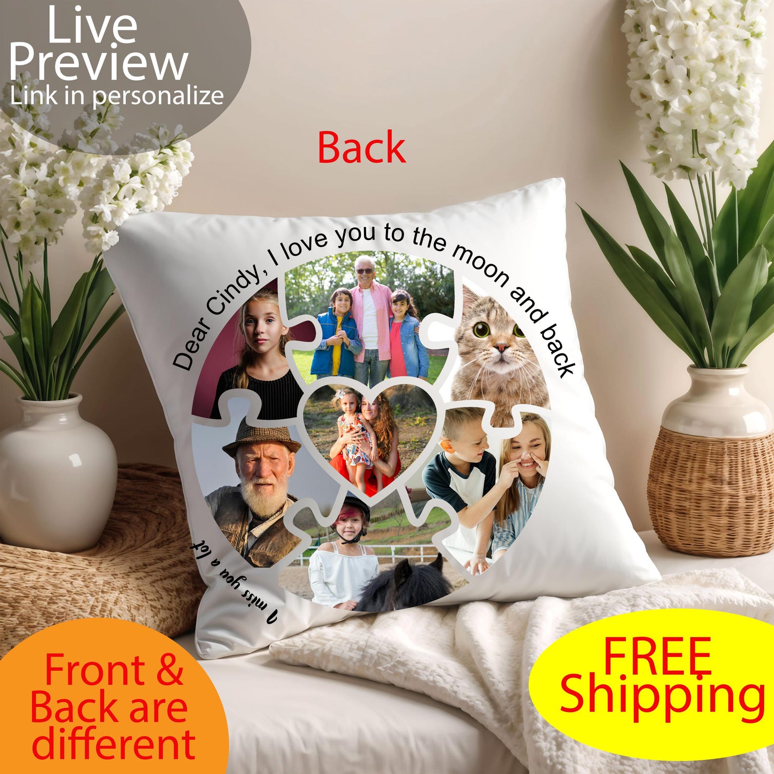 Custom Memory Pillow Personalized Memorial Gift Shirt Keepsake Photo ...