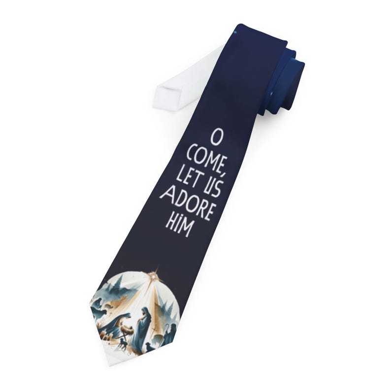 Nativity Christmas Necktie, O Come Let Us Adore Him Tie, Church and ...