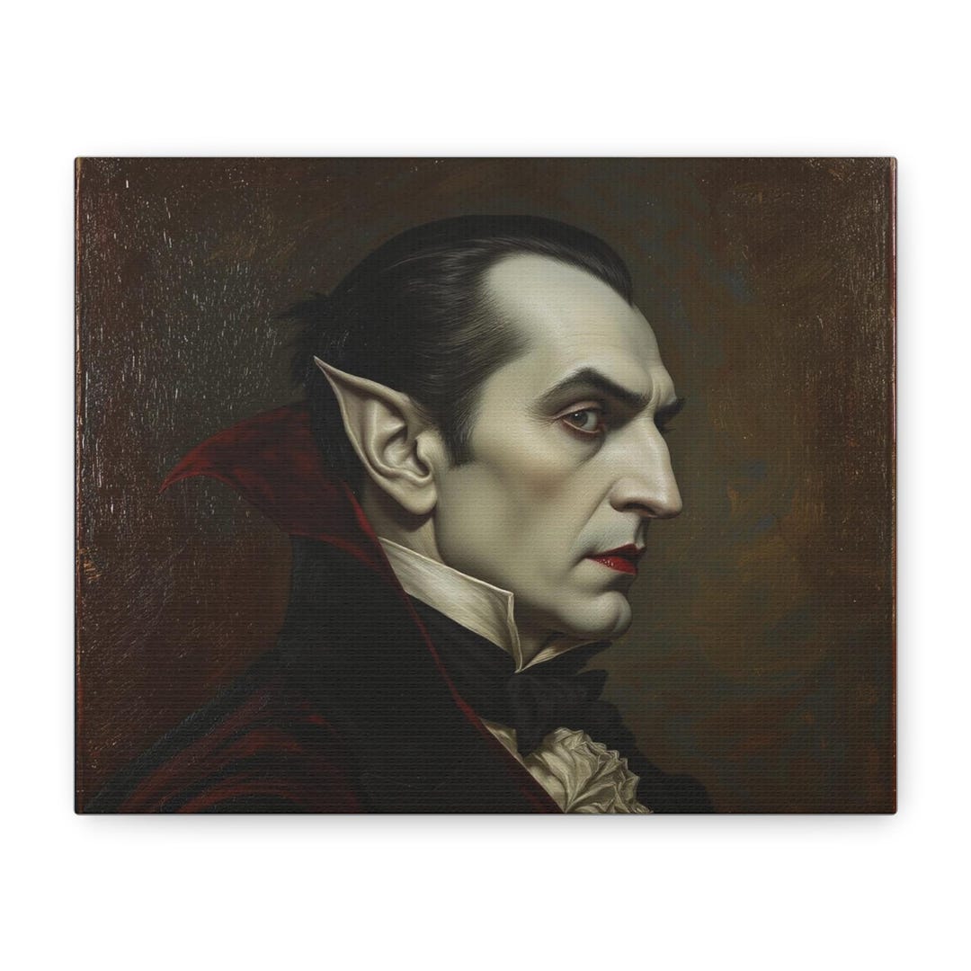 Canvas Print, Dracula Faux Oil Portrait, Wall Art Decor, Gothic Home ...