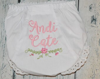 Personalized Baby Bloomers With Flowers Monogram Embroidered - Etsy