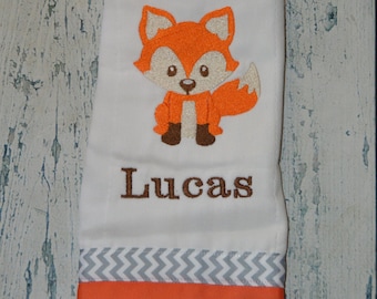 Woodland Animal Burp Cloths Fox Raccoon Deer Personalized - Etsy