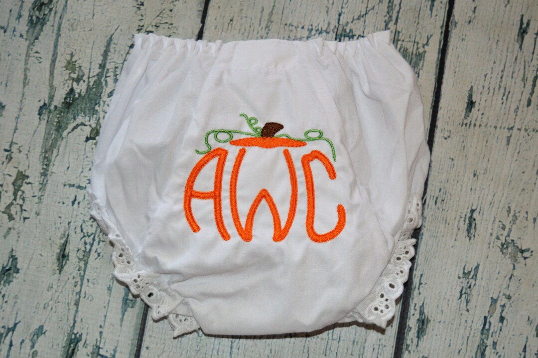 Baby Bloomers Monogrammed Pumpkin Baby Girl Fall Bloomer, Diaper Cover ...