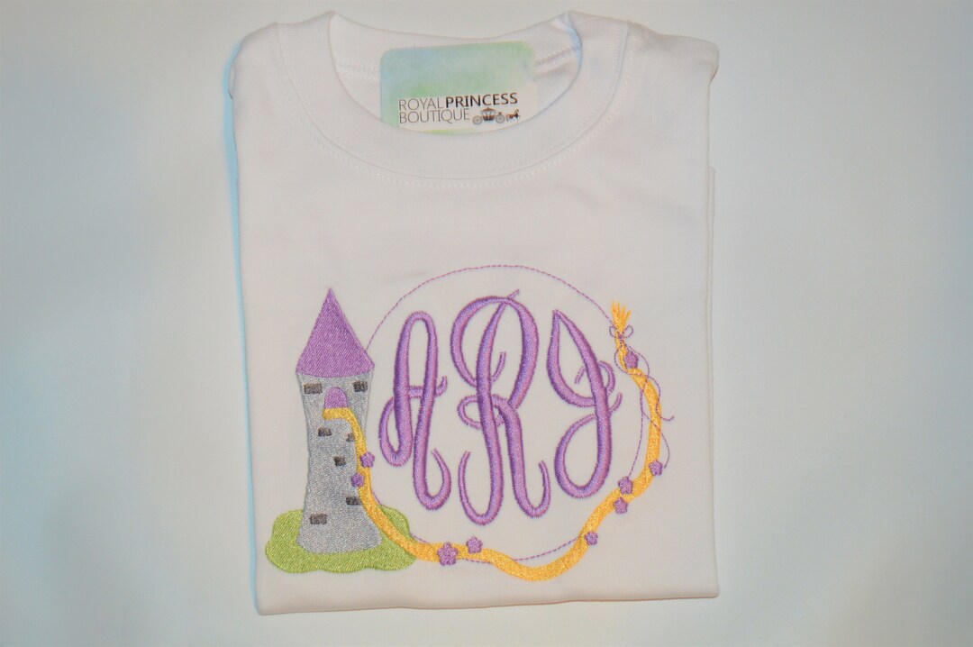 Monogrammed Princess Rapunzel Girls Shirt, Embroidered Monogram Girls ...