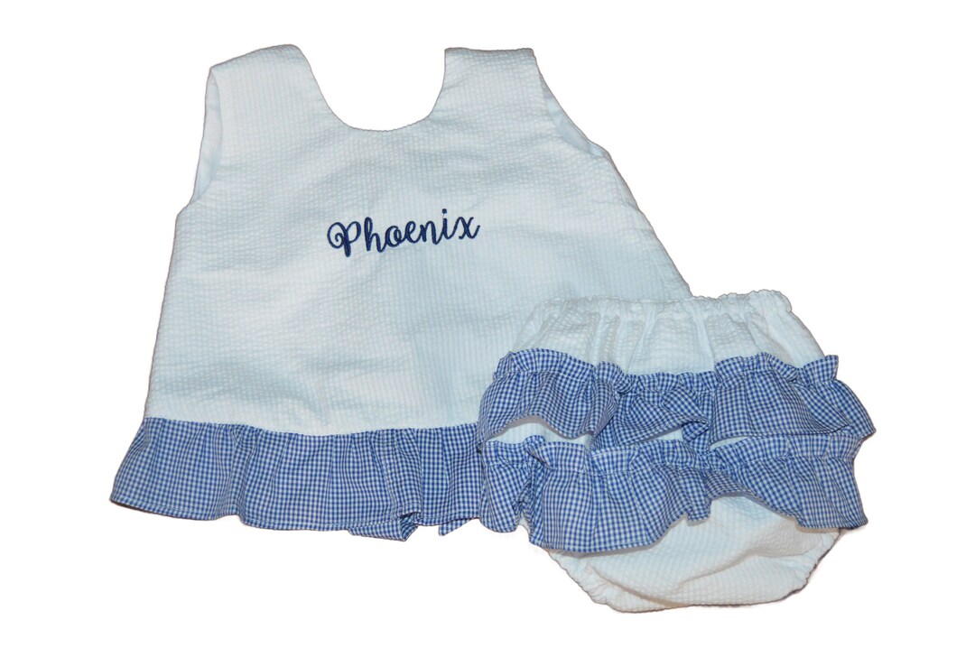 Baby Girl Open Back Outfit With Tie Back Top and Ruffle Bottom Bloomers ...