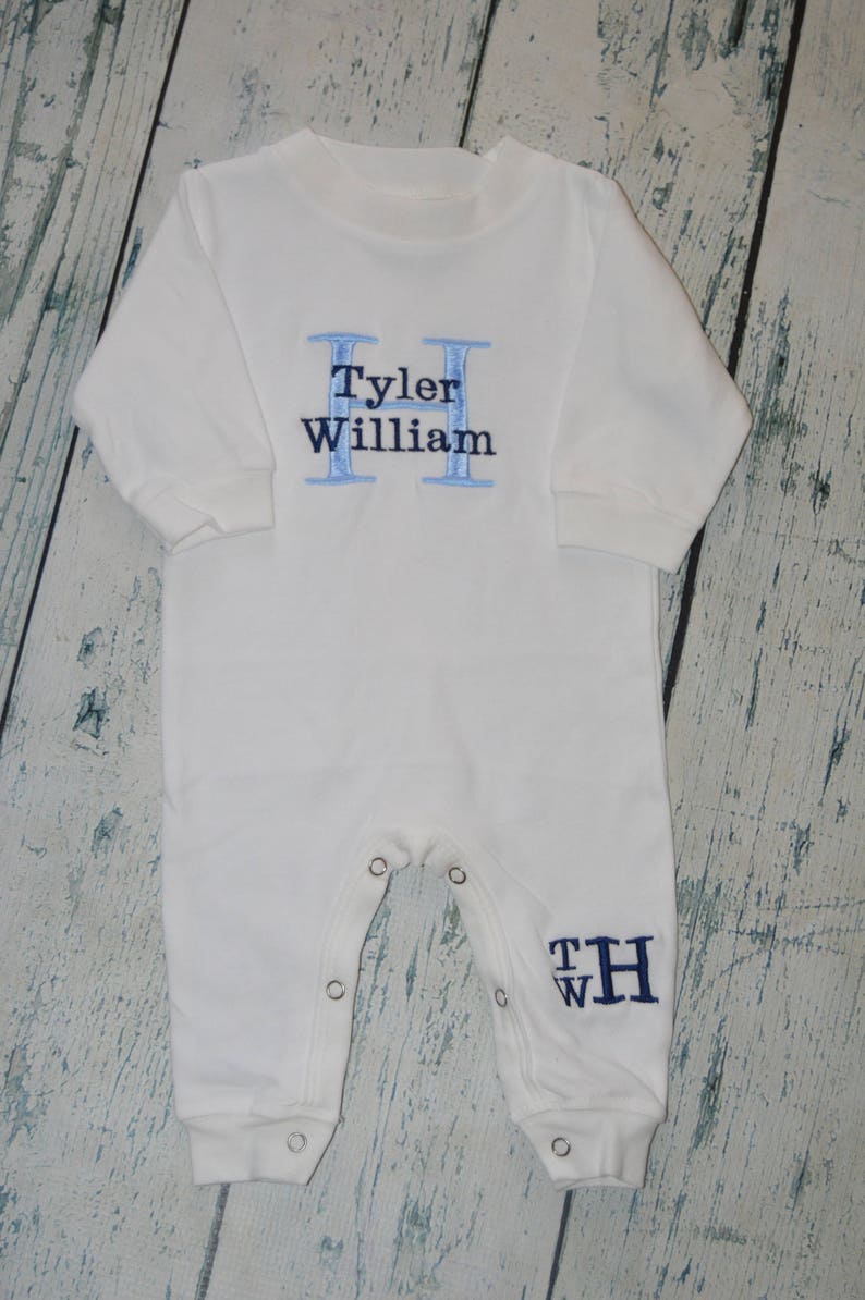 Monogrammed Newborn Baby Boy Outfit Monogram Baby Sleeper | Etsy