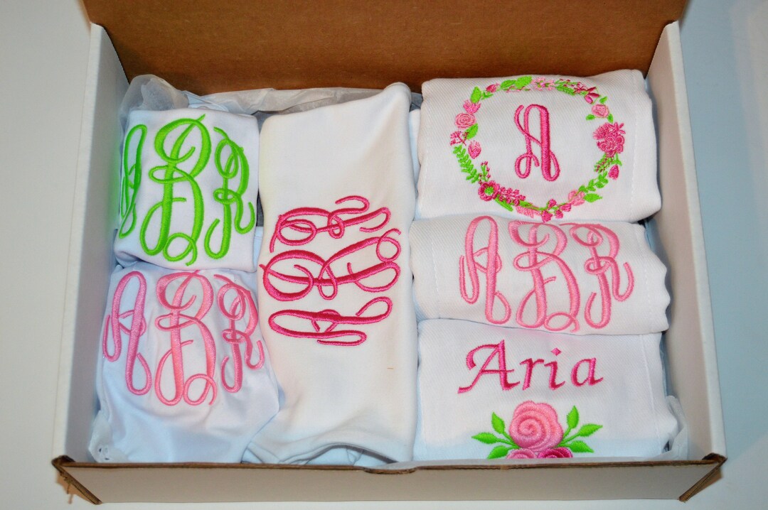Personalized Baby Girl Gift Box Set: Pink & Lime Monogrammed Bundle - Etsy