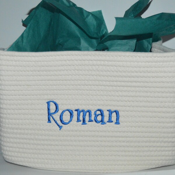 Embroidered Rope Baskets - Etsy