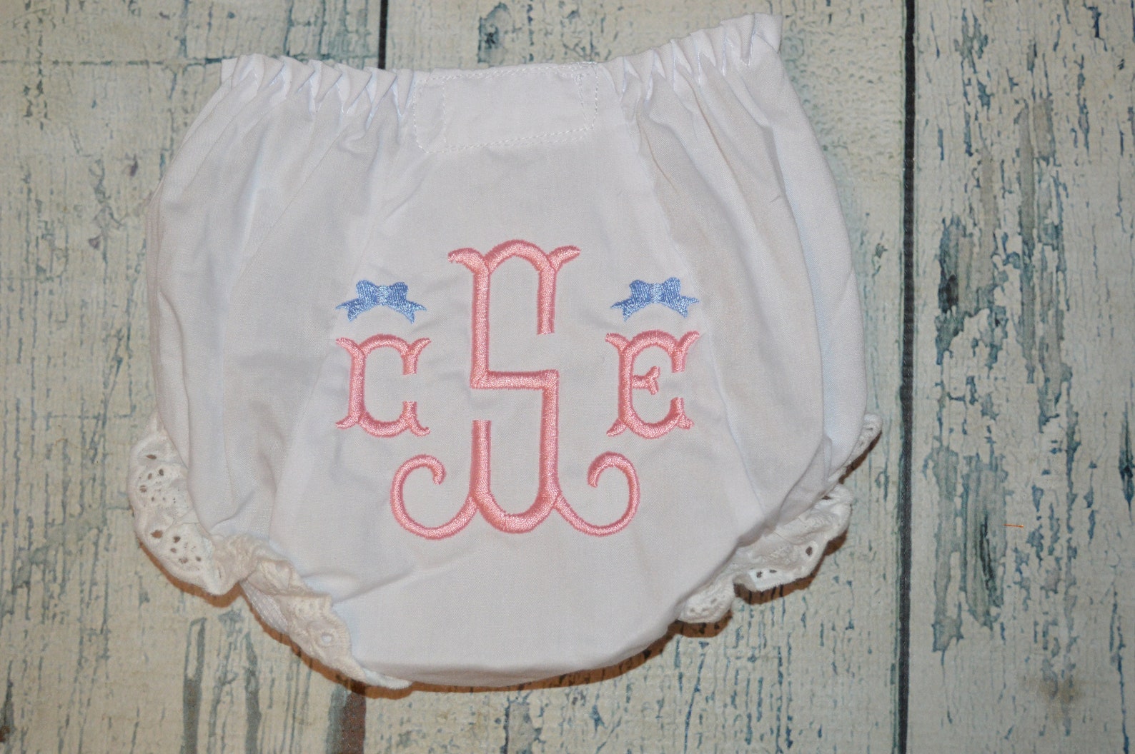 Monogrammed Baby Bloomers With Little Embroidered Bows, Custom Mini ...