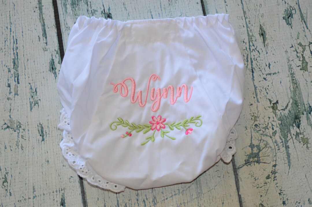 Monogram Baby Bloomers With Flowers, Personalized Baby Bloomer With ...