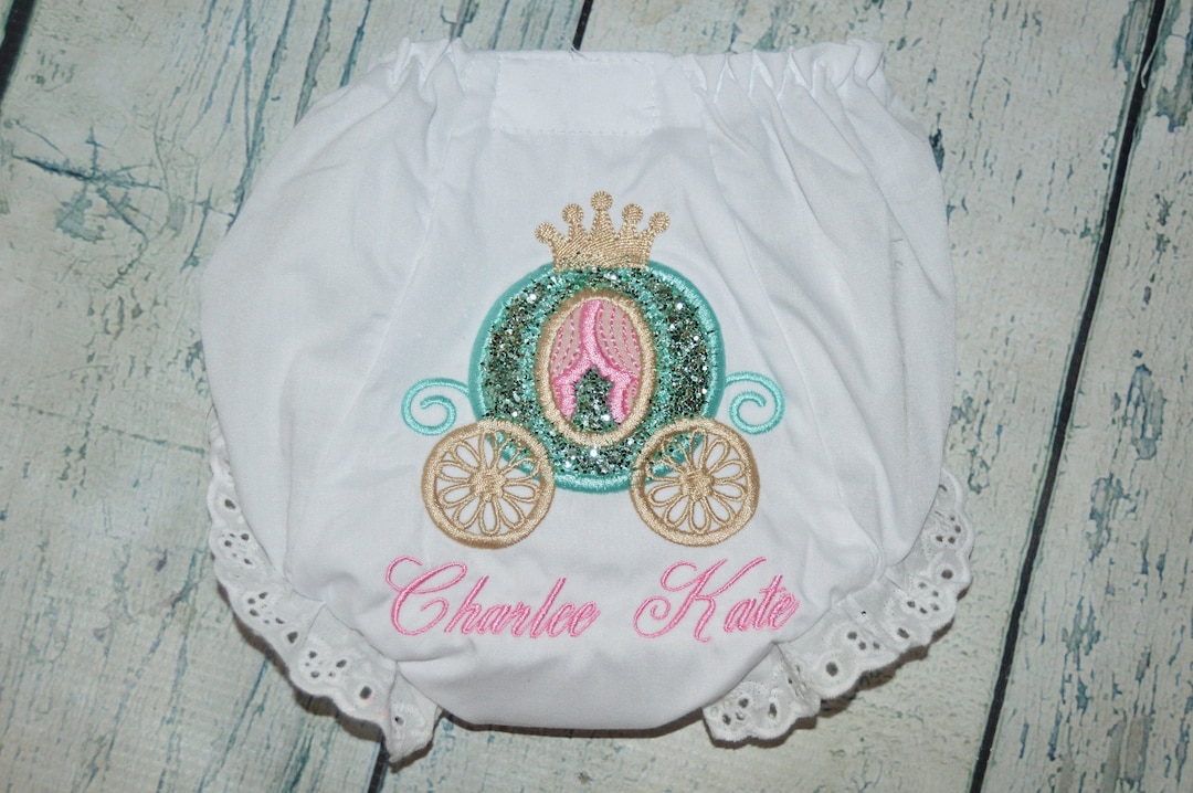 Princess Carriage Baby Bloomers, Personalized Glitter Baby Girl ...