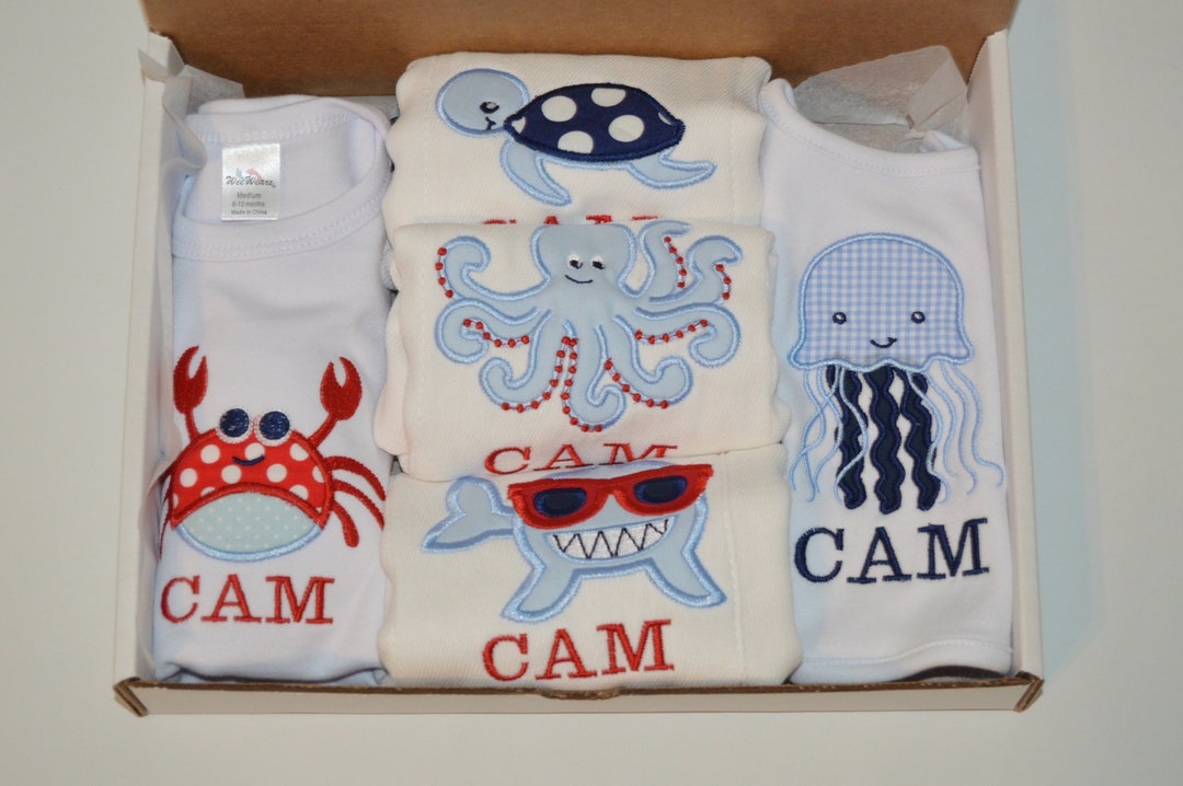 Personalized Baby Boy Sea Creatures Gift Box Set, 5 Pc Under the Sea ...