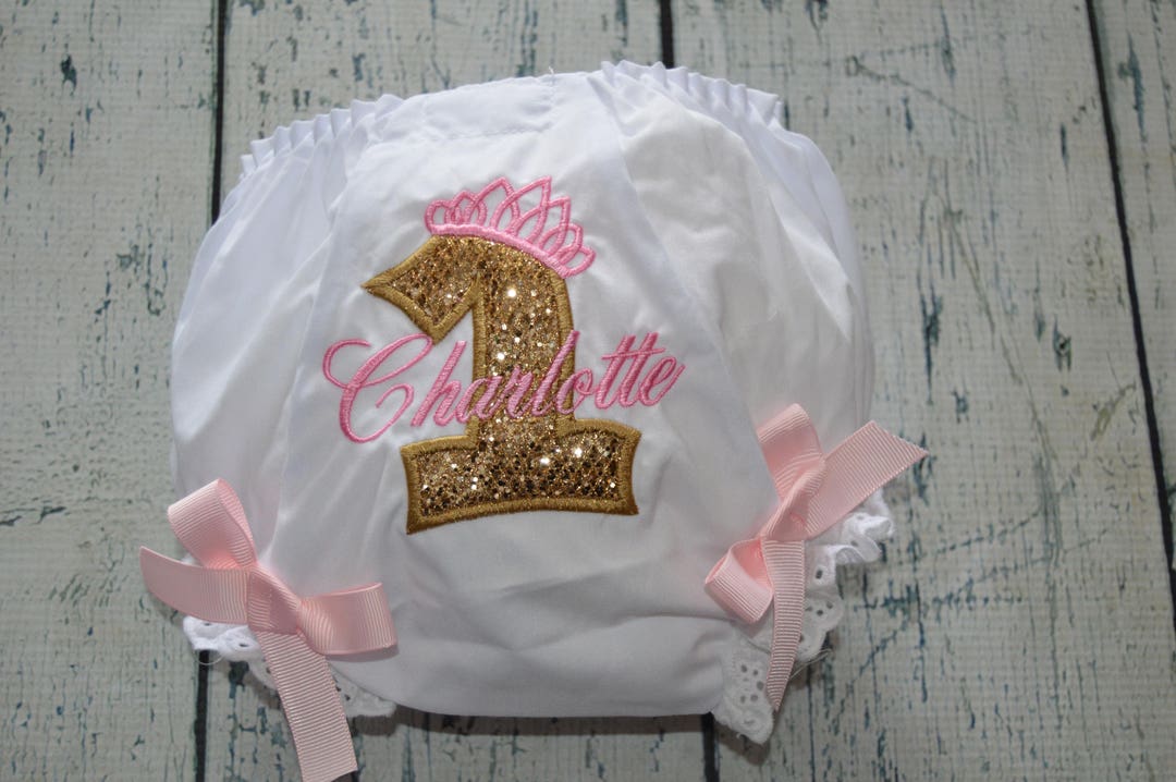 1st Birthday Princess Sparkle Bloomers, Monogrammed Glitter Princess ...