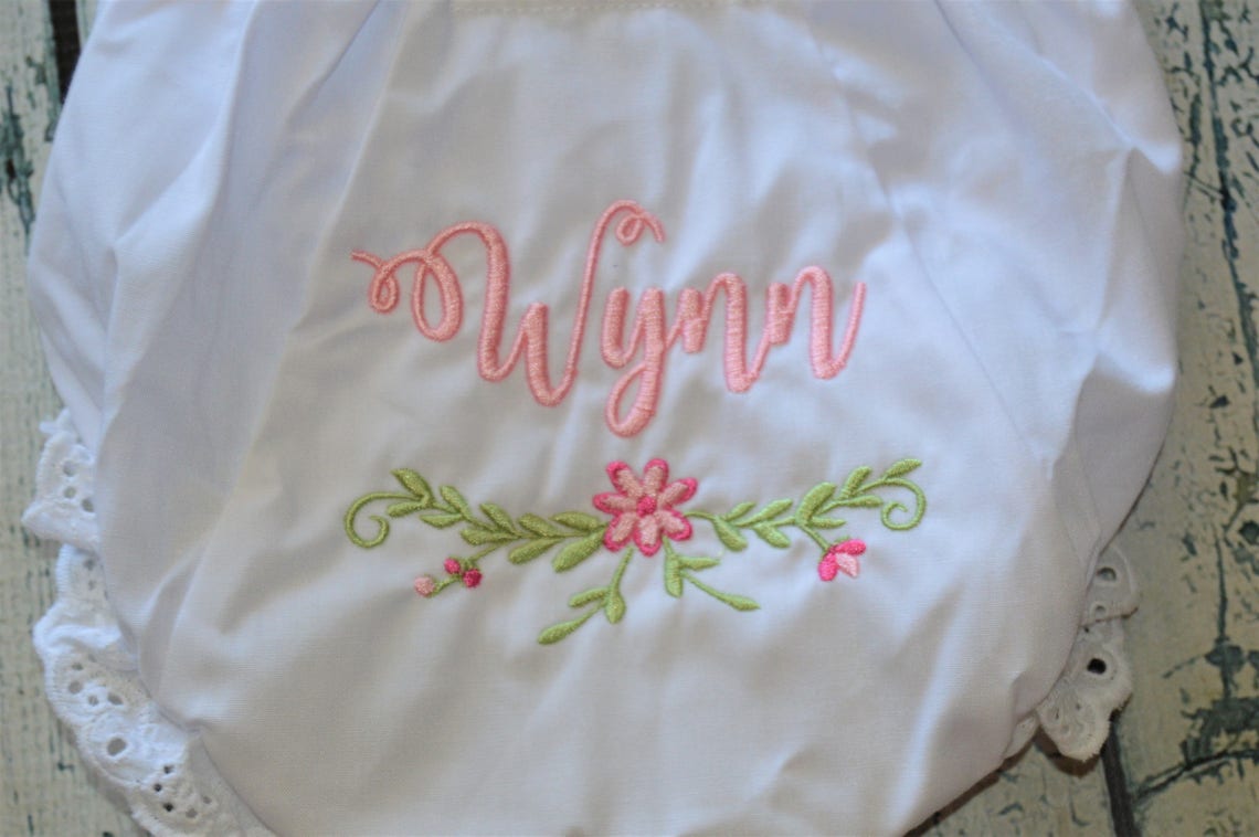 Monogram Baby Bloomers With Flowers, Personalized Baby Bloomer With ...