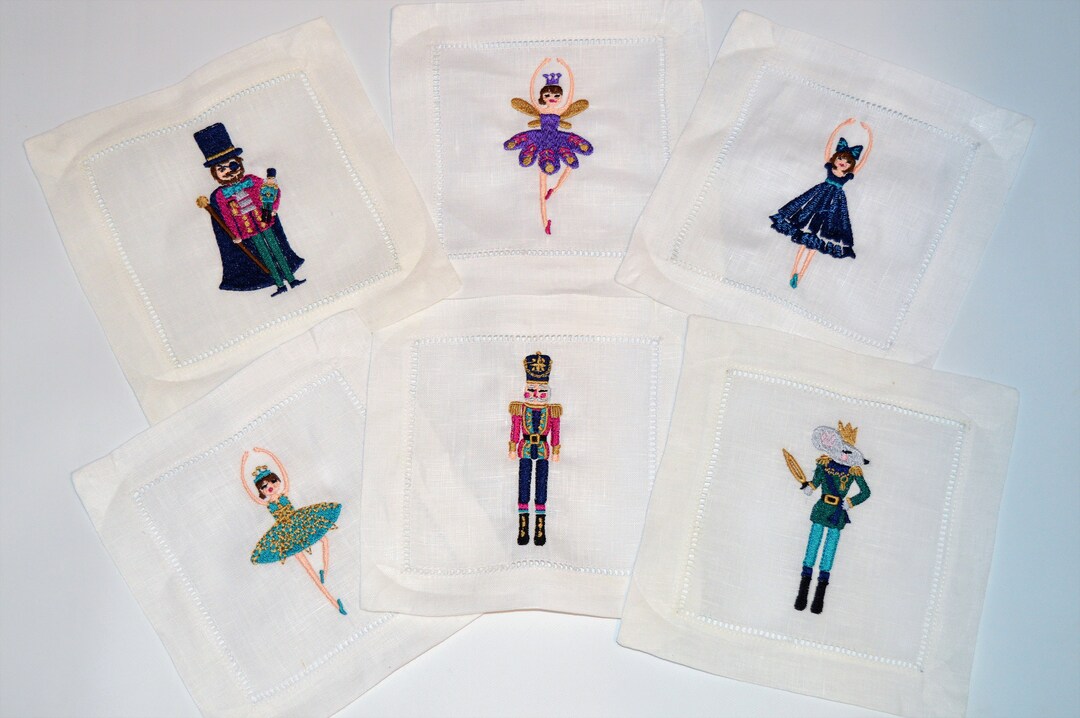 Nutcracker Ballet Linen Cocktail Napkins Set of 6 Jewel Tone ...