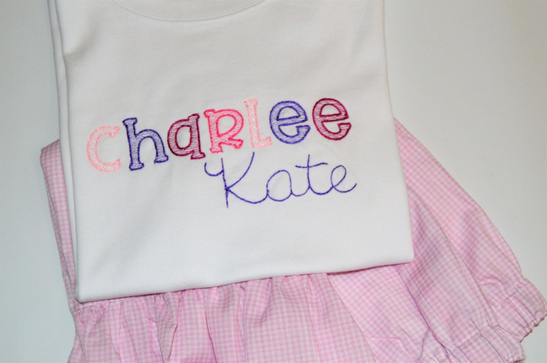 Personalized Girls Name Outfit or Shirt, Embroidered Monogrammed Shirt ...