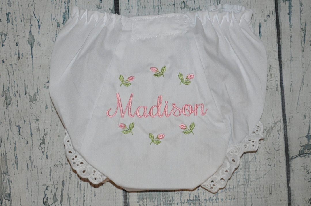 Monogram Baby Bloomers, Rosebud Baby Girl Bloomers, Rose Bud Baby ...