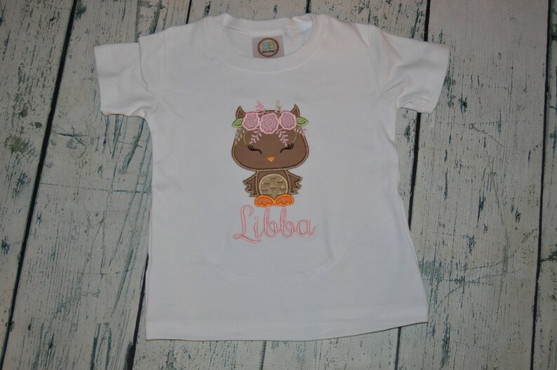 Personalized Girls Owl Shirt Woodland Owl With Flowers - Etsy