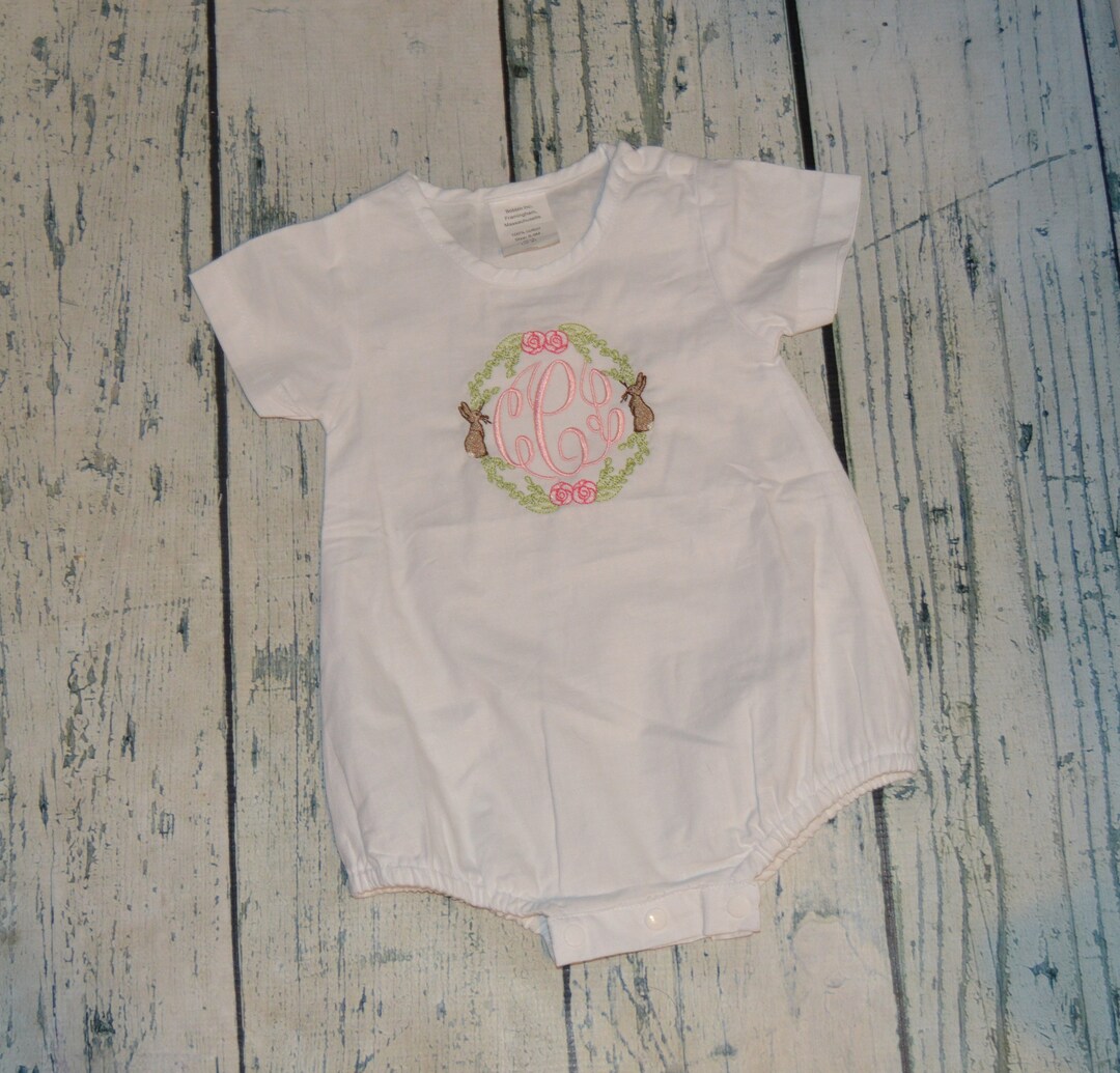Personalized Monogram Baby Girl Easter Romper, Classic Cotton Baby ...