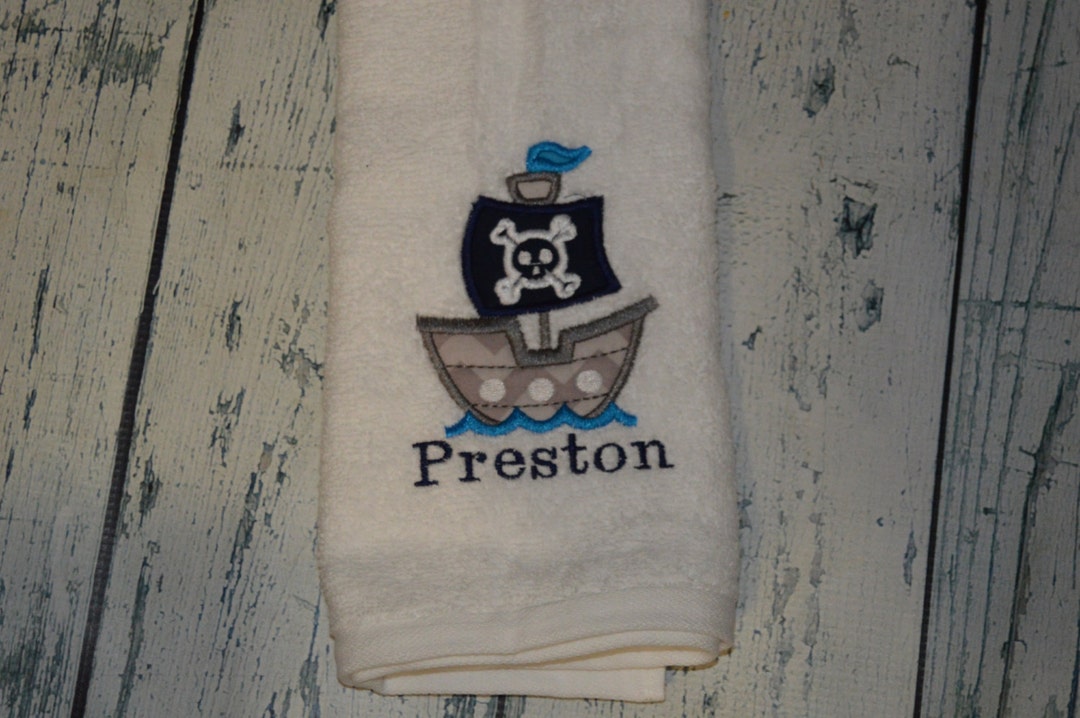 PERSONALIZED Pirate Ship Hand Towel for Kids Bathroom - Etsy