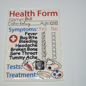Pretend Play Reusable Health Form, Doctor Pretend Play, Imaginary ...