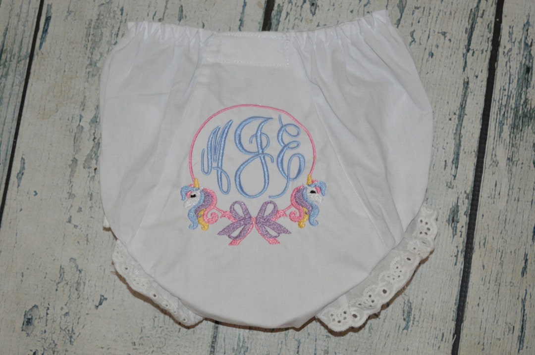 Unicorn Monogram Baby Bloomers, Baby Bloomers, Monogrammed Baby ...