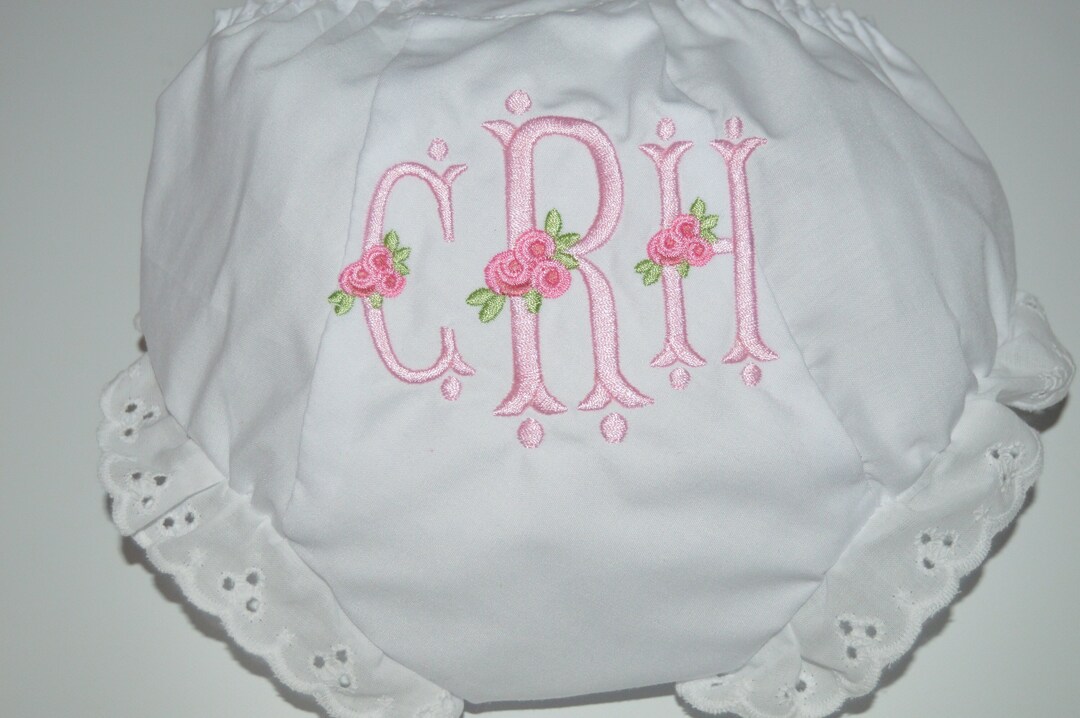 Monogrammed Baby Bloomers With Roses, Personalized Baby Bloomers - Etsy
