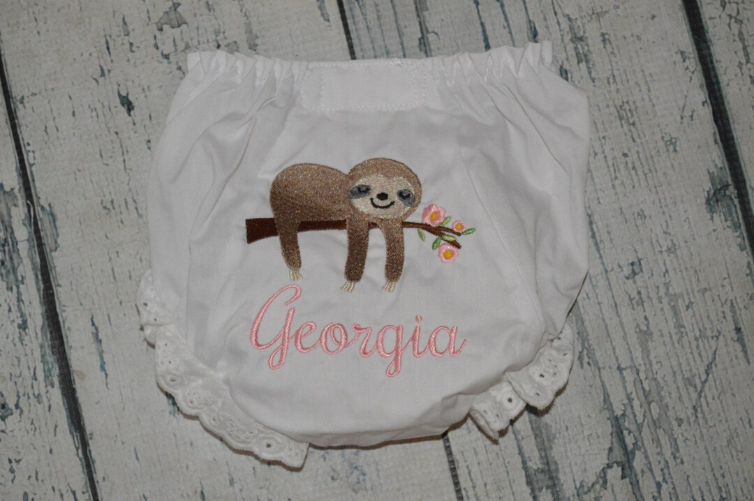 Personalized Sloth Baby Bloomers, Personalize Baby Girls Sloth Diaper ...