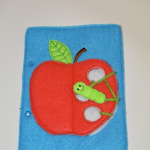 Apple and Inch Worm Threading Activity Quiet Book Page, Busy Book Page ...