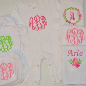 Personalized Baby Girl Gift Box Set: Pink & Lime Monogrammed Bundle - Etsy