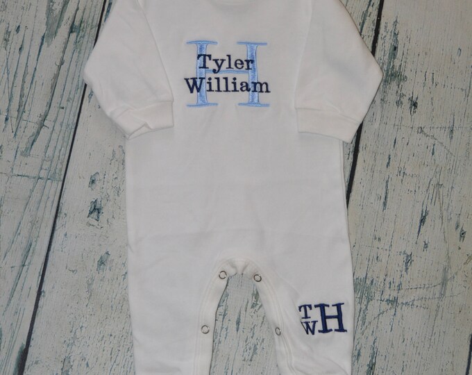 Monogrammed Newborn Baby Boy Outfit Monogram Baby Sleeper - Etsy