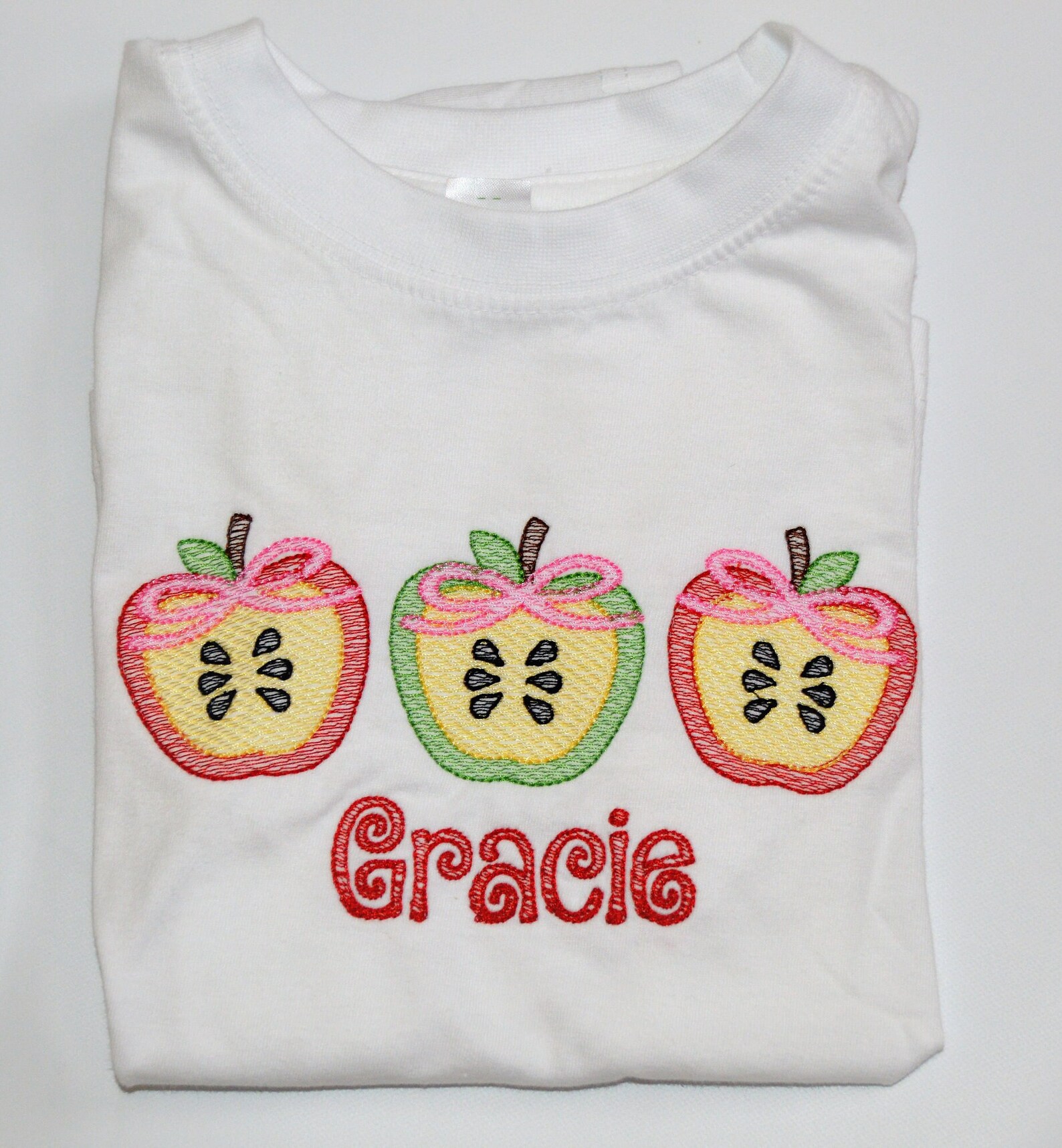 Personalized Girls Fall Apple Outfit or Shirt, Embroidered Back to ...