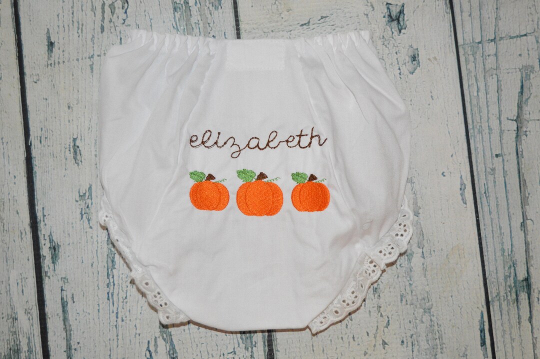 Personalized Pumpkin Bloomers, Monogrammed Baby Bloomers, Fall Pumpkin ...
