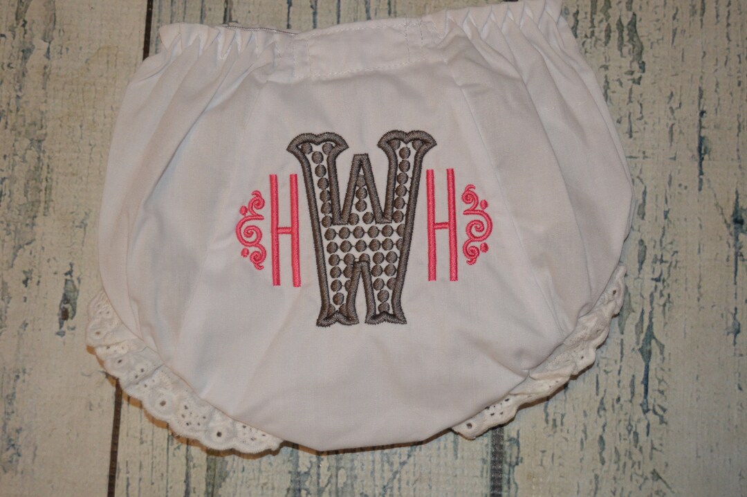 Monogram Baby Bloomers With Dots Personalized Baby Bloomer - Etsy