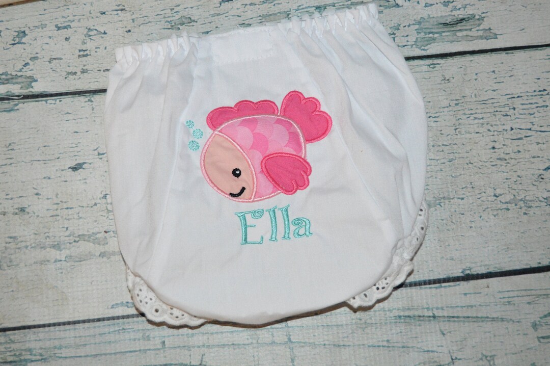 Personalized Fish Baby Girl Bloomer, Summer Diaper Cover, - Etsy