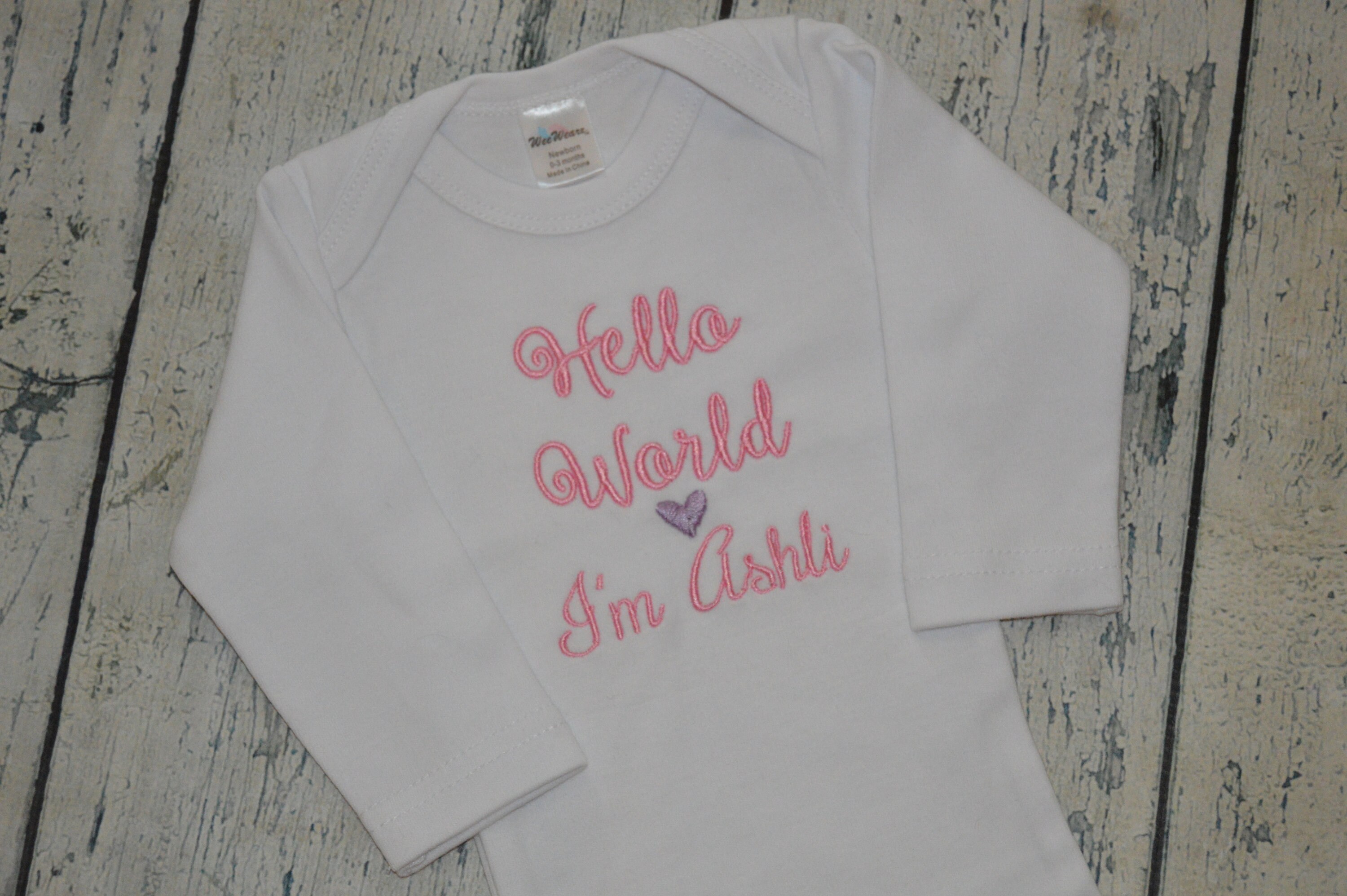 Personalized Hello World Bodysuit- Newborn Girl Outfit - Cpming Home ...