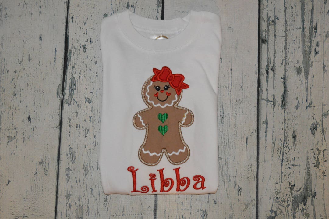 Personalized Girls Gingerbread Shirt, Monogrammed Christmas Shirt - Etsy