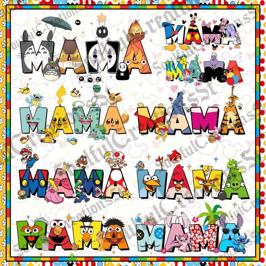 20 Bundle Custom Mama Cartoon Png, Kids Name Movie Png, Cartoon ...