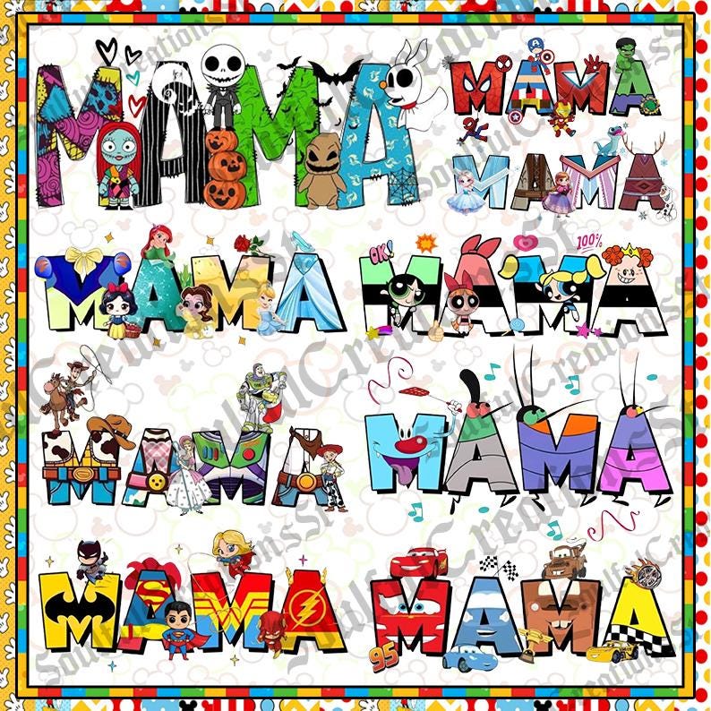 20 Bundle Custom Mama Cartoon Png, Kids Name Movie Png, Cartoon ...