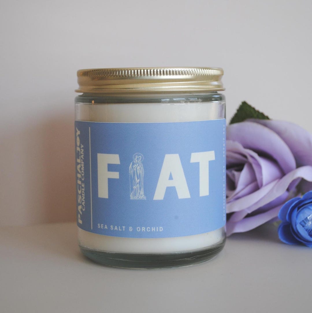FIAT Catholic Candle • Blessed Mother Gift • Sea Salt & Orchid Scent ...