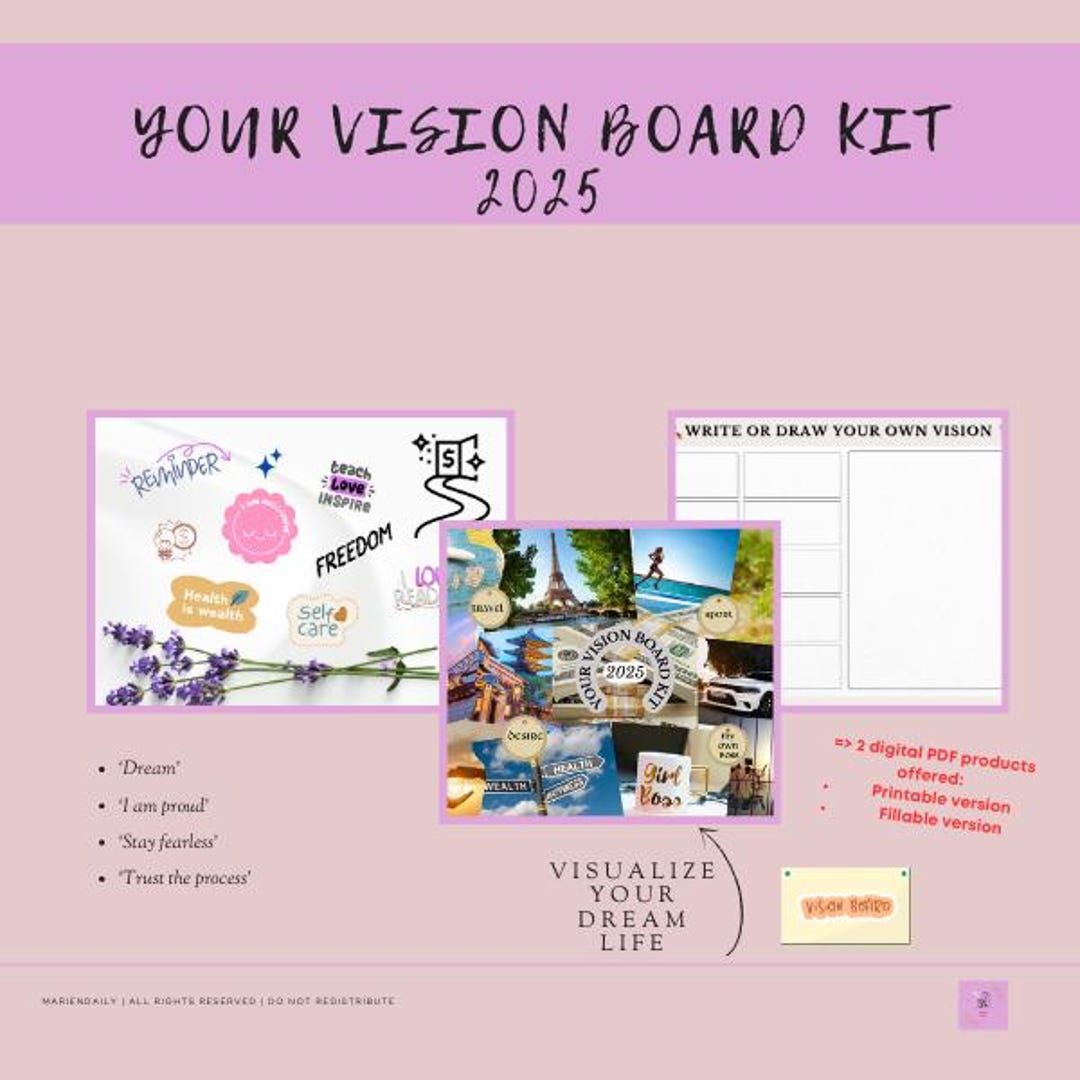 Vision Board Kit 2025 Goal Planner for Women Dream Life Visualization ...