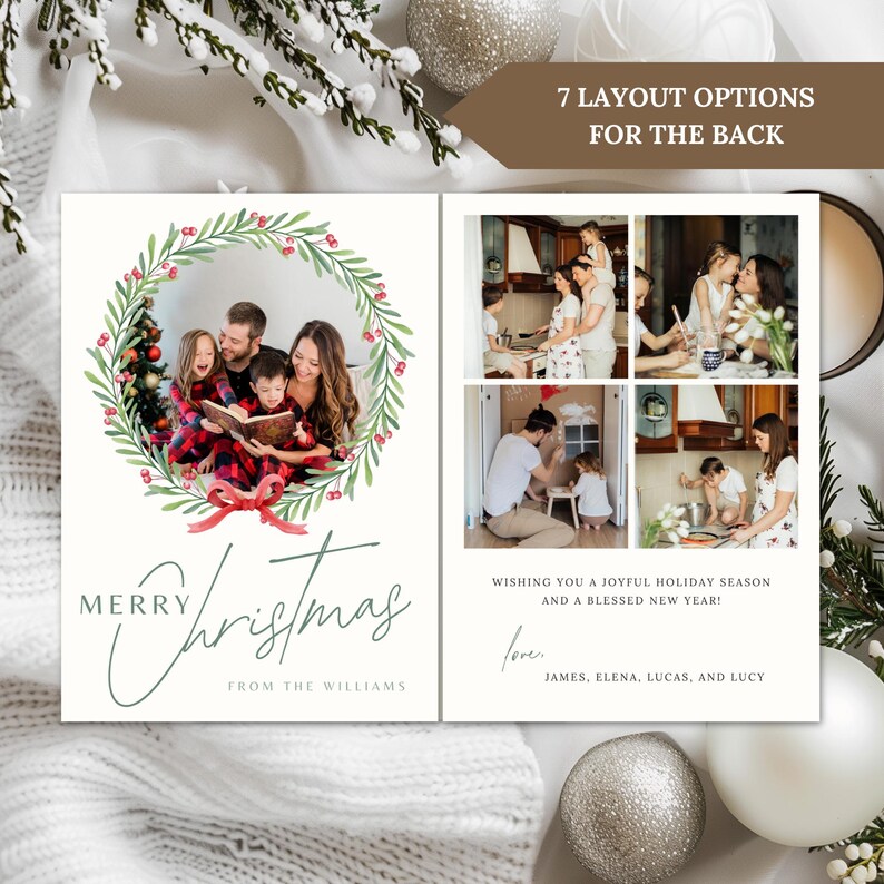Editable Christmas Photo Card Template, Minimalist Editable Christmas ...