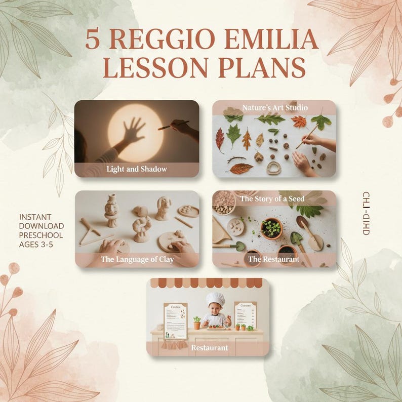 LESSON PLANS Reggio Emilia Digital Download: 5 Preschool Learning ...