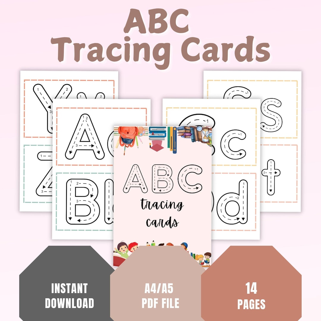 ABC Tracing Cards Worksheet | for Kids | ABC Tracing | Homeschooling ...
