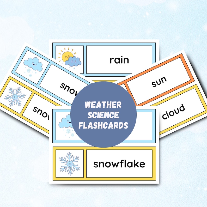 Kids Weather Flash Cards PDF - Printable Educational Learning Tool for ...