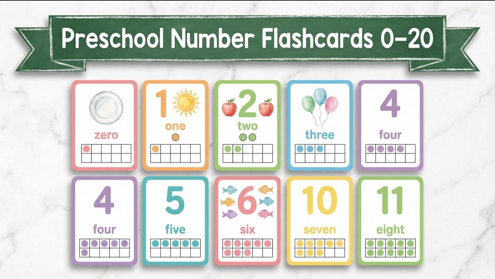 Preschool Number Flashcards 0–20 - Etsy