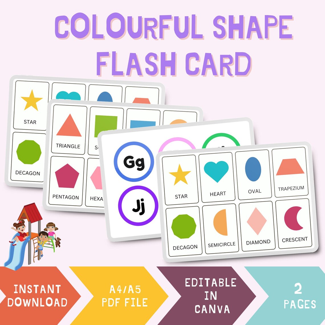Colorful Shape Flash Cards: Fun Learning for Toddlers (PDF Download) - Etsy