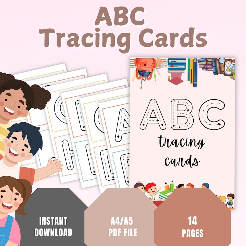 ABC Tracing Cards Worksheet | for Kids | ABC Tracing | Homeschooling ...