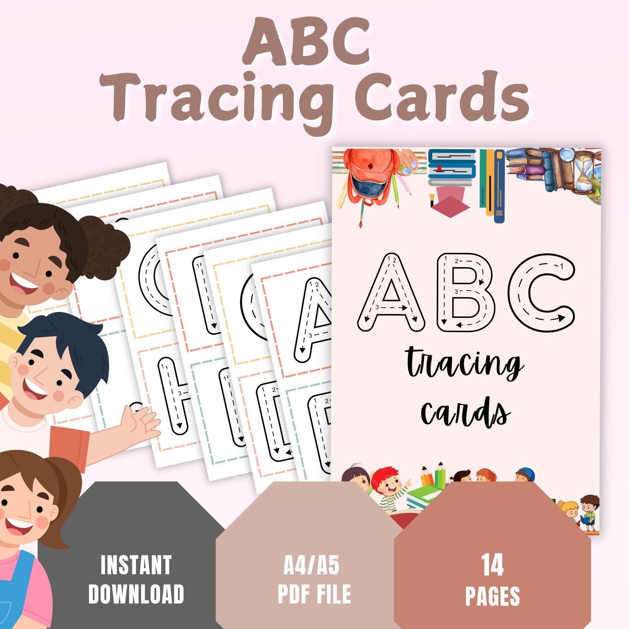 ABC Tracing Cards Worksheet for Kids ABC Tracing Homeschooling Alphabet ...